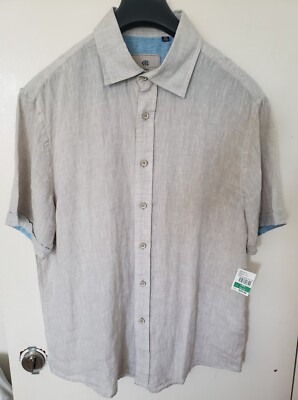 Report Collection resort 100% linen mens shirt size L | eBay
