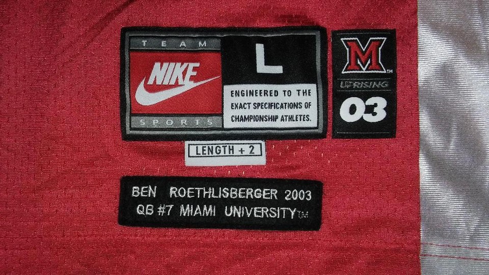 NEW Ben Roethlisberger Miami RedHawks Retro Jersey L SEWN 50 Steelers ...
