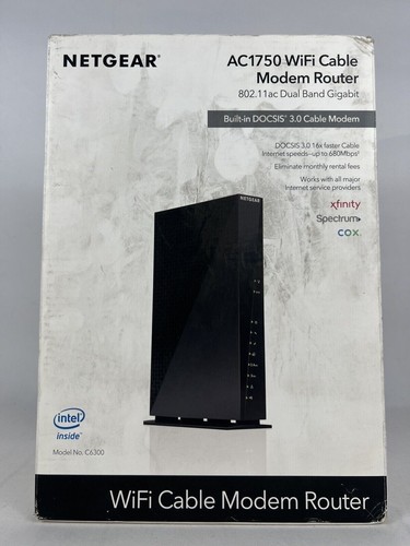 *DAMAGED BOX* NETGEAR AC1750 WiFi DOCSIS 3.0 Cable Modem Router (C6300 ...