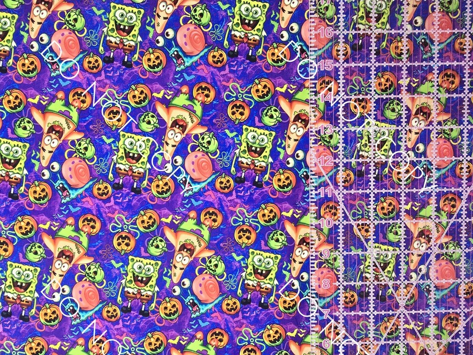 Custom 100% Cotton Woven Fabric Spongebob Cartoon TV Halloween 1/4 Yard ...