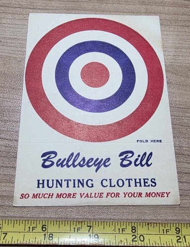Vtg Bullseye Bill Hunting Clothes Advertising Cardstock Store Display ...