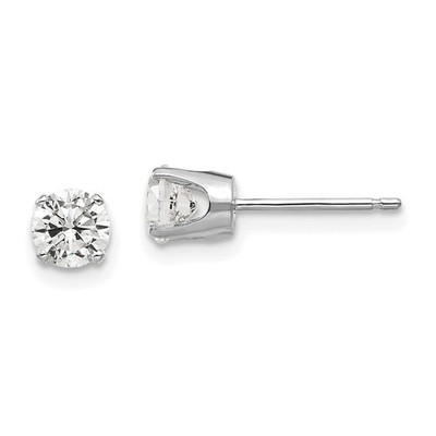 14k White Gold 4.5mm Round Cut Cubic Zirconia Solitaire Stud Earrings ...