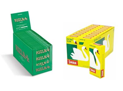 600 Rizla Green Reg Rolling Papers and 600 Swan Extra Slim Filter Tips ...