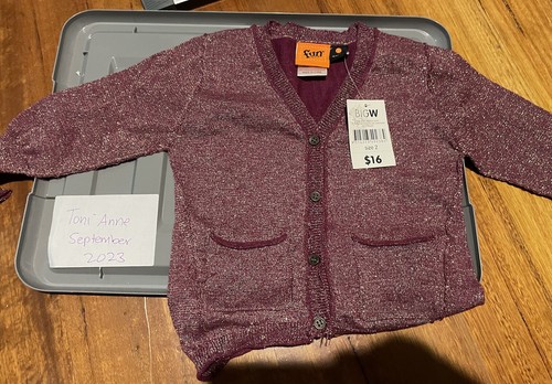 Girls Maroon And Metallic Cardigan Size 2 Button Jacket Knit | eBay