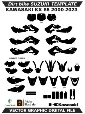 KAWASAKI KX 65 2000-2023- Template Vector Format Ai CDR EPS PDF M99 | eBay