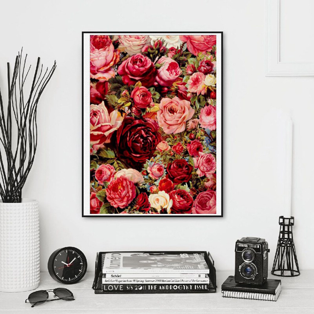 5D DIY Full Drill Rose Flowers Diamond Embroidery Painting Cross Stitch ...