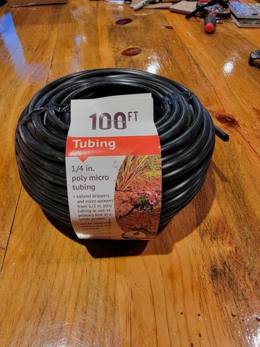 100FT 1/4" Poly Micro Tubing DRIP LINE EMITTER IRRIGATION SYSTEM WATER ...