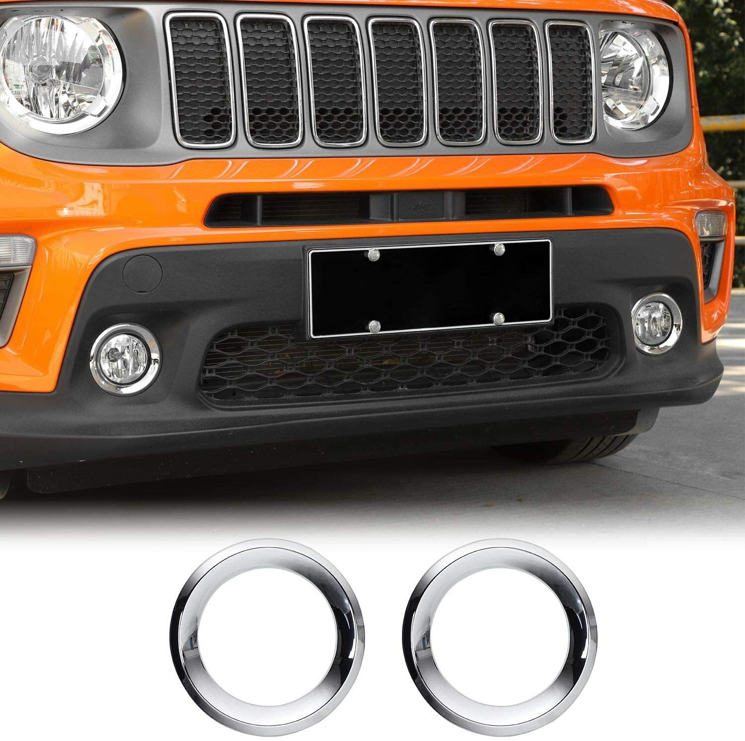 2PCS Front Fog Light Lamp Cover Trim Ring for Jeep Renegade 2019-2022 ...