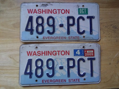 2-Washington License Plate Lot: Evergreen State Mt Rainier Mountain ...