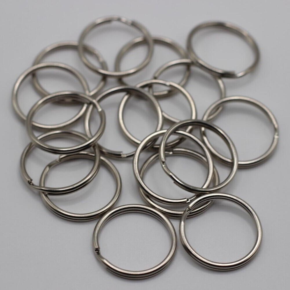 25mm Silver Gold Metal Split Rings Flat Round Keyring Hoop Loop Key ...