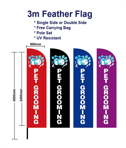 Outdoor 3M 4M 5M Pet Grooming Flag Feather Flags Spike Base Kit Red Sign Banner | eBay