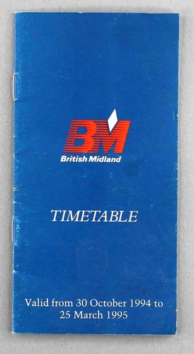 BRITISH MIDLAND AIRLINE TIMETABLE WINTER 1994/1995 | eBay UK