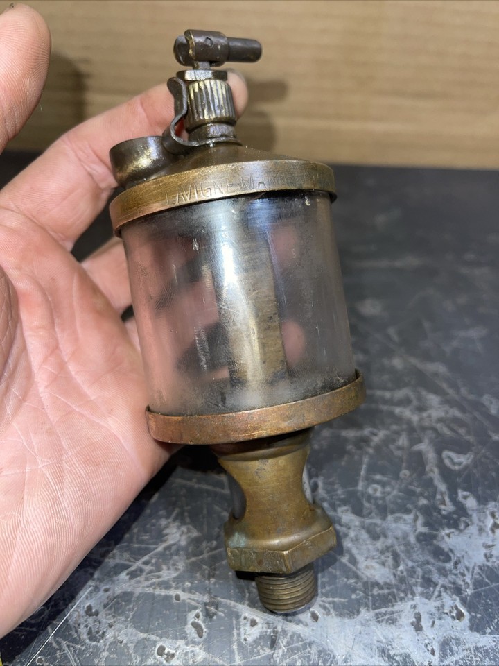Antique Brass Drip Oiler Parts Hit Miss Engine Glass Oiler Cushman 3/8 ...