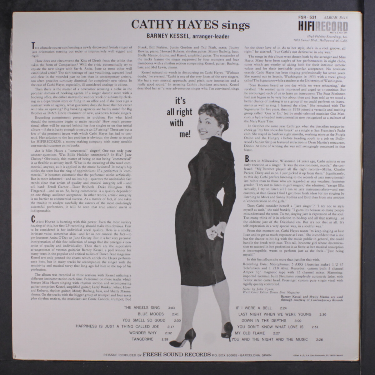 Cathy Hayes : It's All Right With Me Haute-Fidélité Records 12 " LP 33 ...