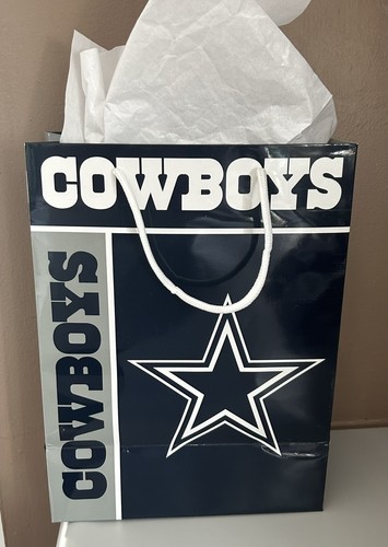 Dallas Cowboys Official 13 IN X 10 Inch Glossy Gift Bag W/ White Gift ...