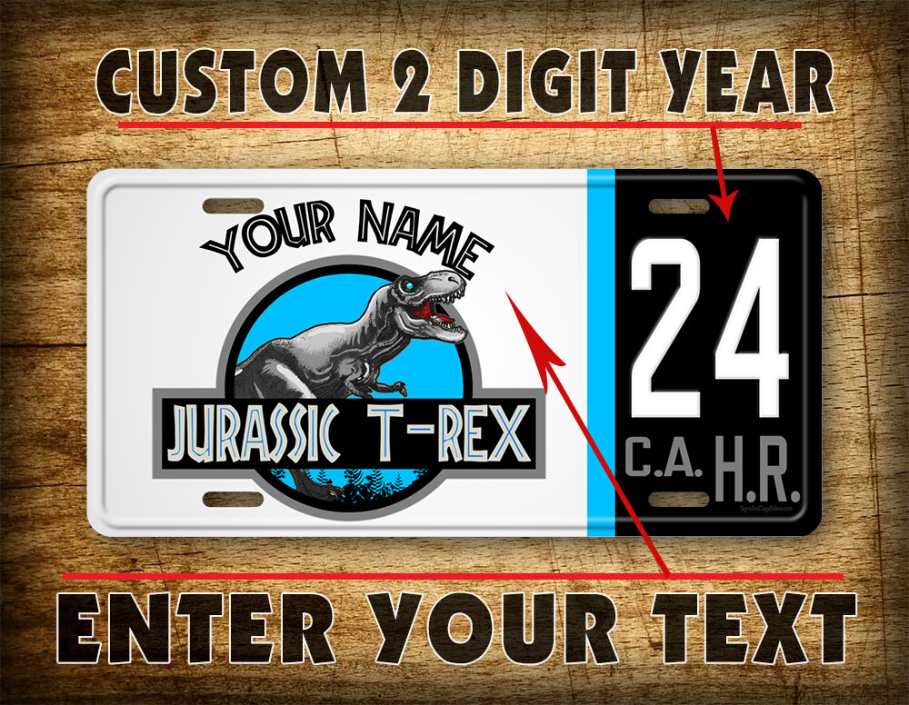 Custom Jurassic T-Rex License Plate Dinosaur Park Jeep Wrangler Sahara ...