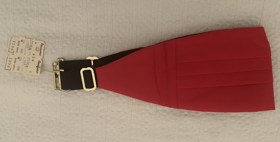 Vintage Red Satin Cummerbund and Bow Tie New W Tag Alexander’s Small ...