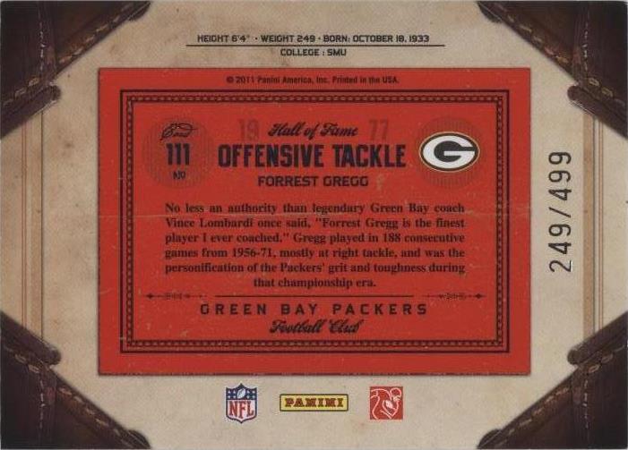 2011 Panini Timeless Treasures Forrest Gregg #111 for sale | eBay
