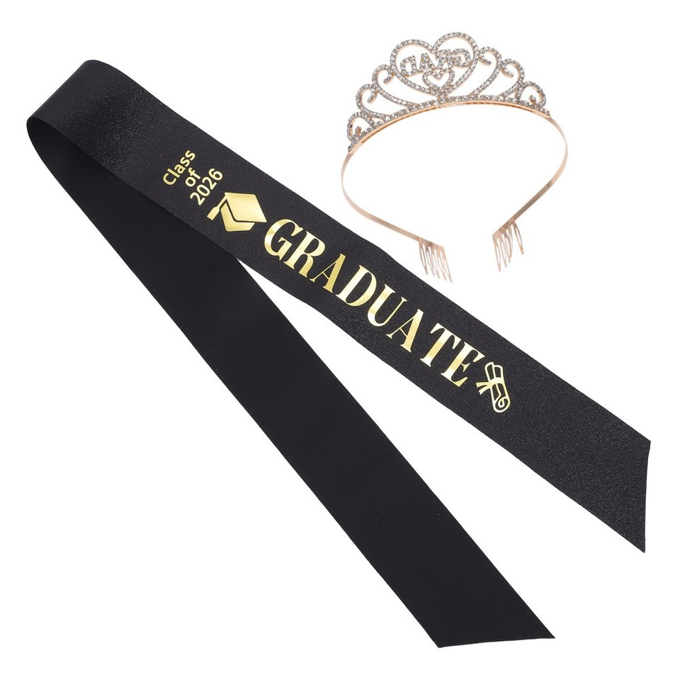 Ensemble écharpe et couronne de diplômé(e) : Décoration de remise de ...