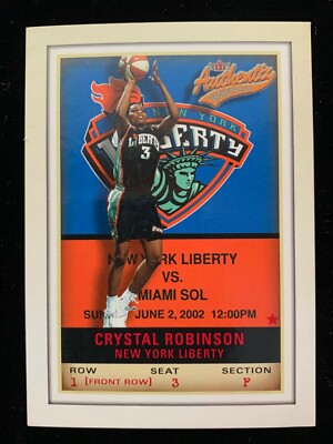 2002 Fleer Authentix WNBA Crystal Robinson Front Row 1 Parallel 003/100 ...