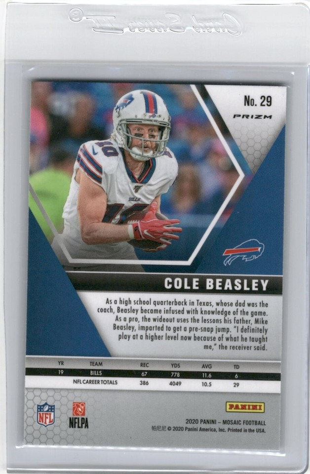 COLE BEASLEY 2020 MOSAIC SILVER PRIZM BILLS SMU MUSTANGS K3 | eBay