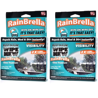 2 Pack Rust-Oleum Windshield Cloth Dirt Repell Wipe New RainBrella Rain ...