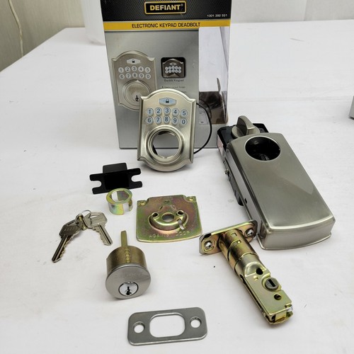 Defiant Castle Satin Nickel Electronic Keypad Deadbolt Keyless Entry ...