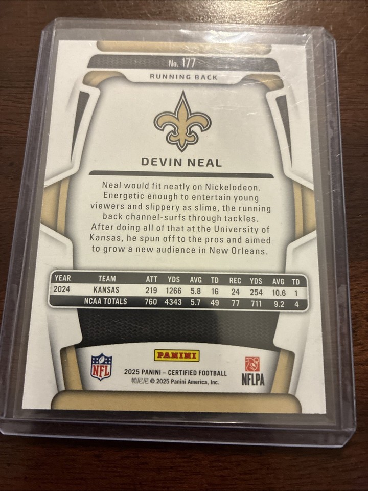 Devin Neal 2025 Certified /499 SP Rookie Card New Orleans Saints | eBay