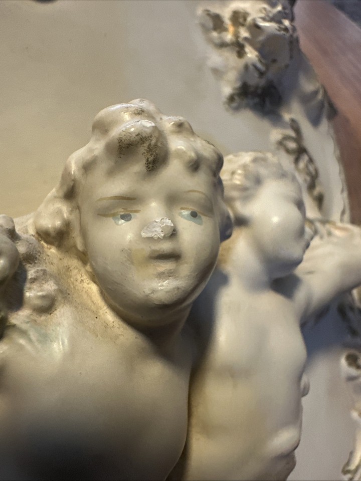 Alexander Backer High Relief Chalkware Cherub Wall Plaque MCM Baroque ...