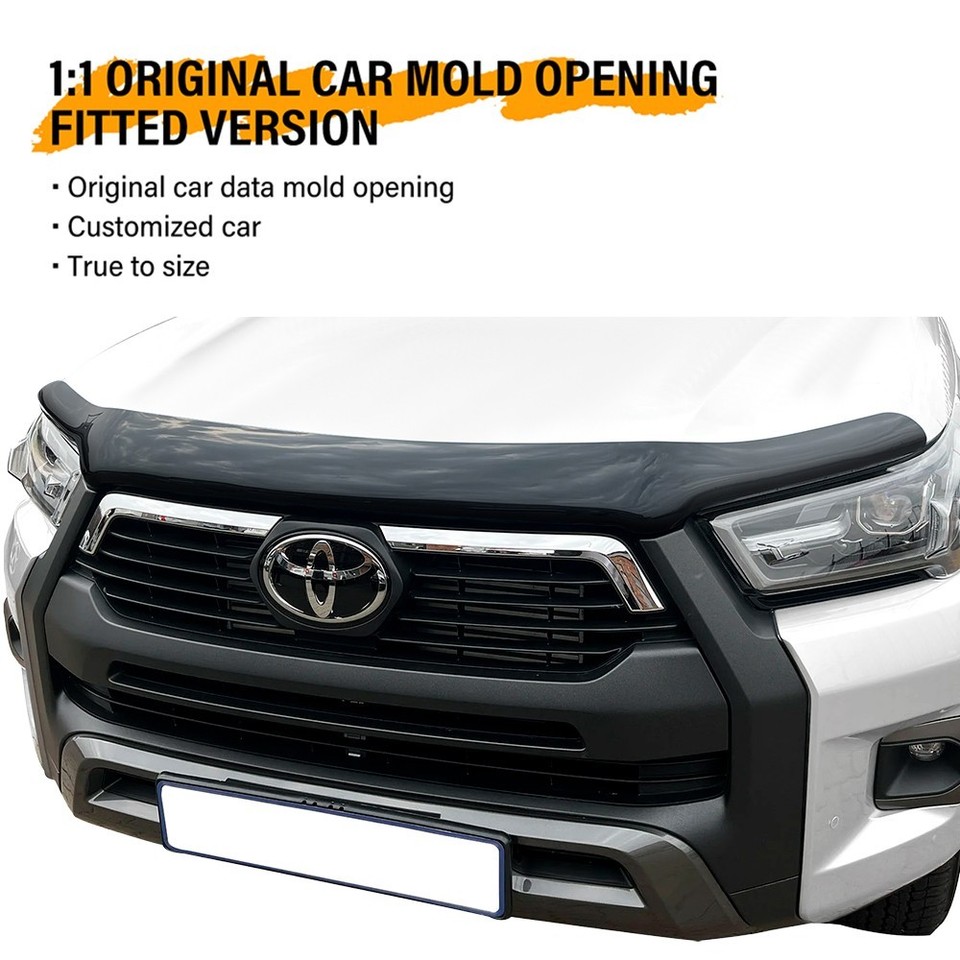 For Toyota Hilux 2021-2025 Invincible Dark Black Bonnet Protector Stone ...