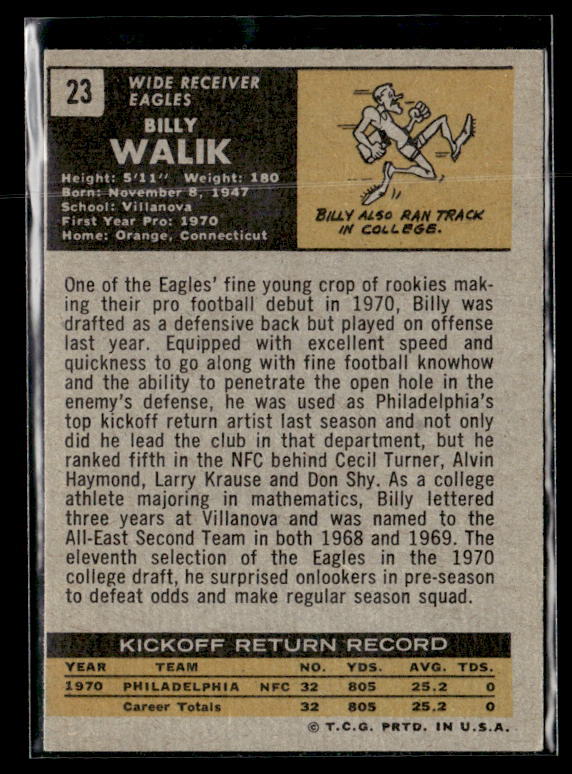 1971 Topps #23 Billy Walik VG | eBay