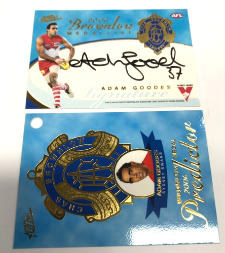 2006 SELECT AFL SUPREME BROWNLOW MEDAL PREDICTOR+SIGNATURE CARD ADAM ...