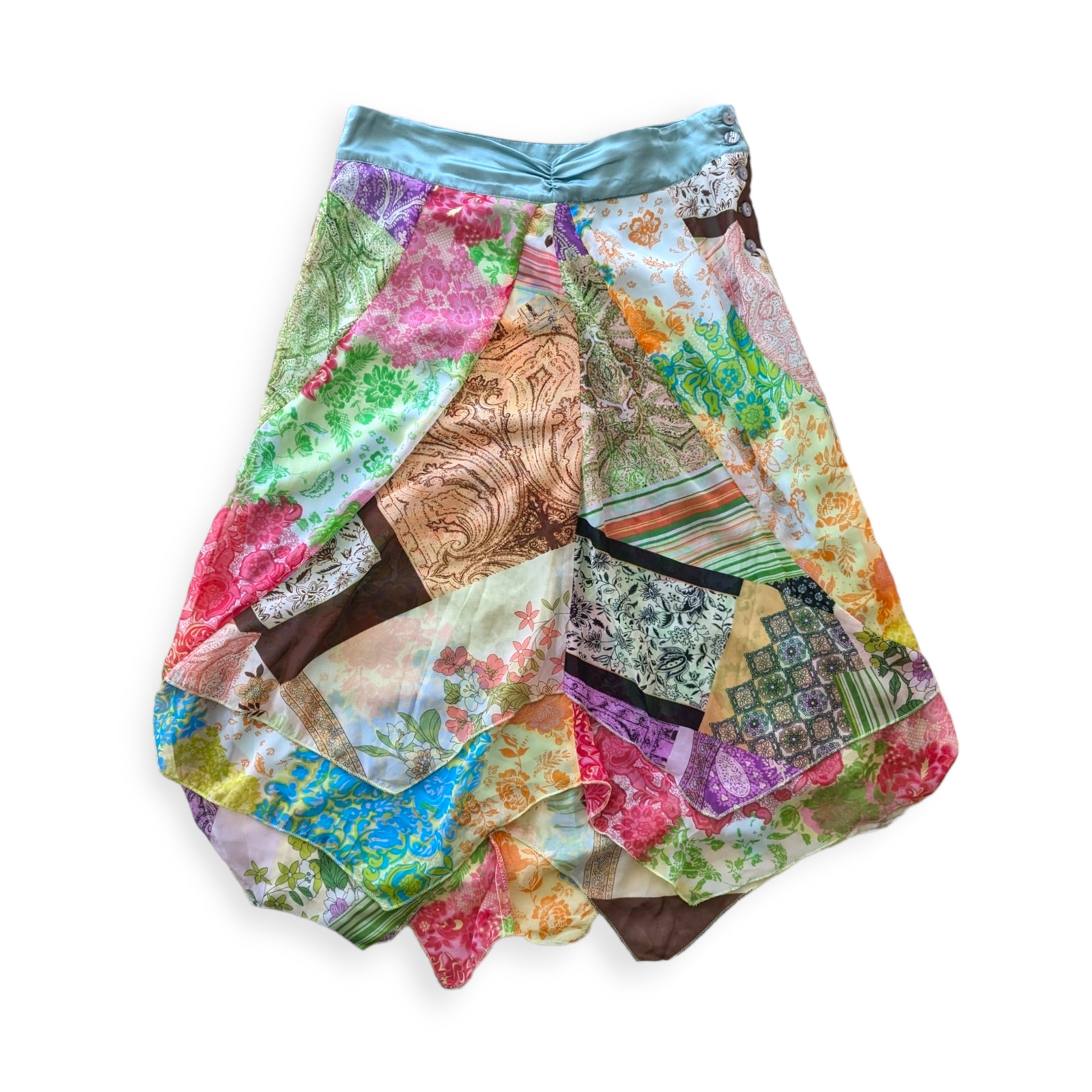 RUBBER DUCKY Y2k Rainbow Patchwork Print Scarf Hem Mi… - Gem