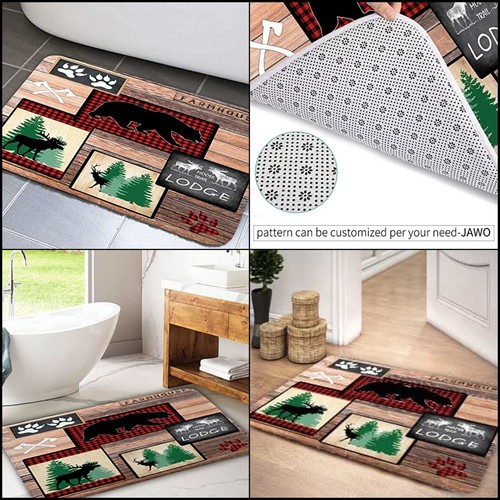 Cabin Bear Bathroom Rug Rustic Wildlife Bath Mat Bear Cabin Rugs 17X29 ...