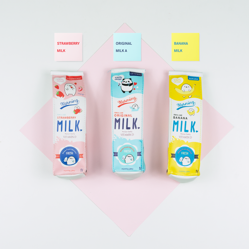 PU Leather Milk Box Pencil Case | Cartoon Pouch Bag | PU leather ...
