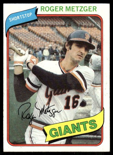 1980 Topps Roger Metzger #311 San Francisco Giants Baseball Card | eBay