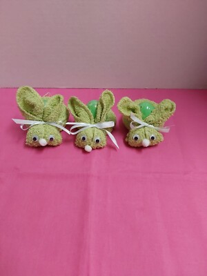 Lot X3 Handmade Boo-Boo Bunnies Green W/White Ribbon, Nose, Egg ...