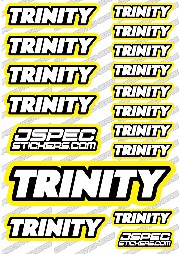 TRINITY RC STICKER DECAL SHEET JSPEC STICKERS EP BRUSHLESS BATTERY LIPO ...