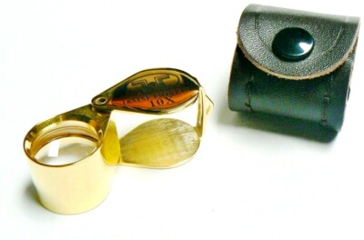 Jewelers Loupe 10X Triplet Magnifying Gems Diamond Jewelry 18mm Gold ...