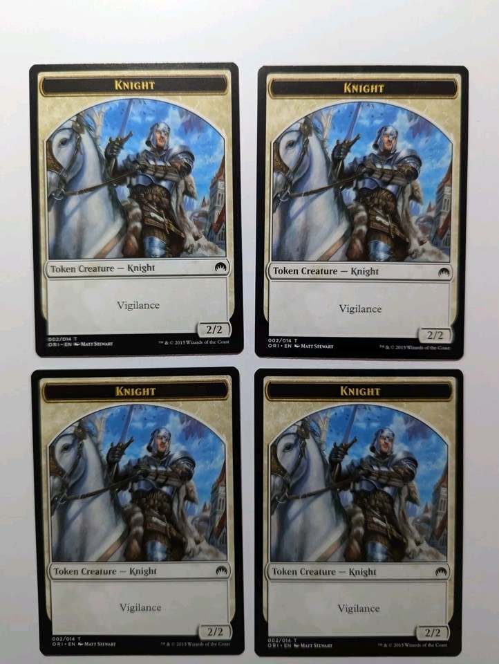 X4 MTG Token Knight 2/2 Vigilance (Magic Origins) Excellent Condition ...