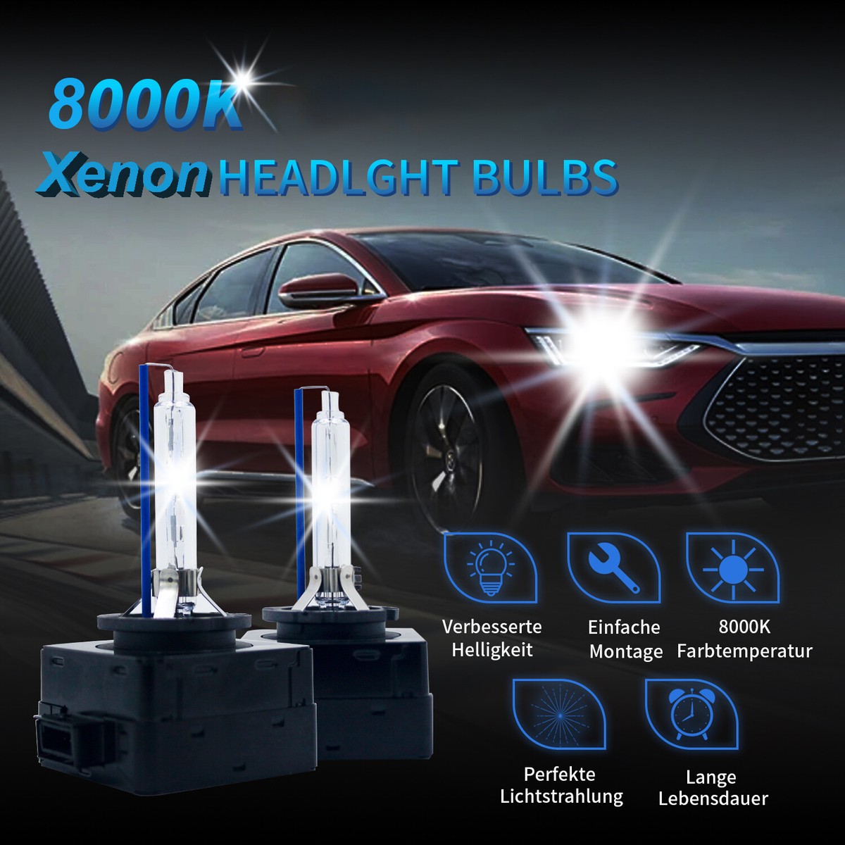D1s Xenon LTONXEN 8000K Burner, 12V 35W Cold Blue Car Headlight Bulb ...