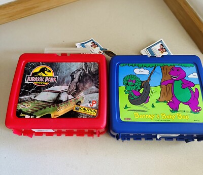 Vintage Jurassic Park & Barney Lunch Box Pail w Thermos 1997 | eBay