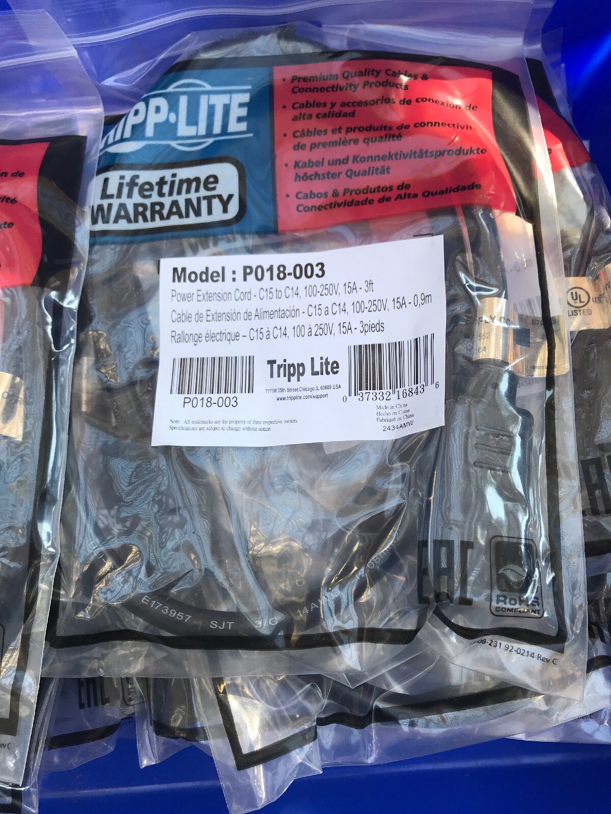 Tripp Lite P018-003 Power Extension Cord | eBay