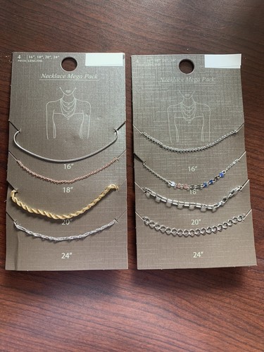 8 Piece Necklace Mega Pack 16", 18", 20", & 24" Necklaces Multicolor | eBay