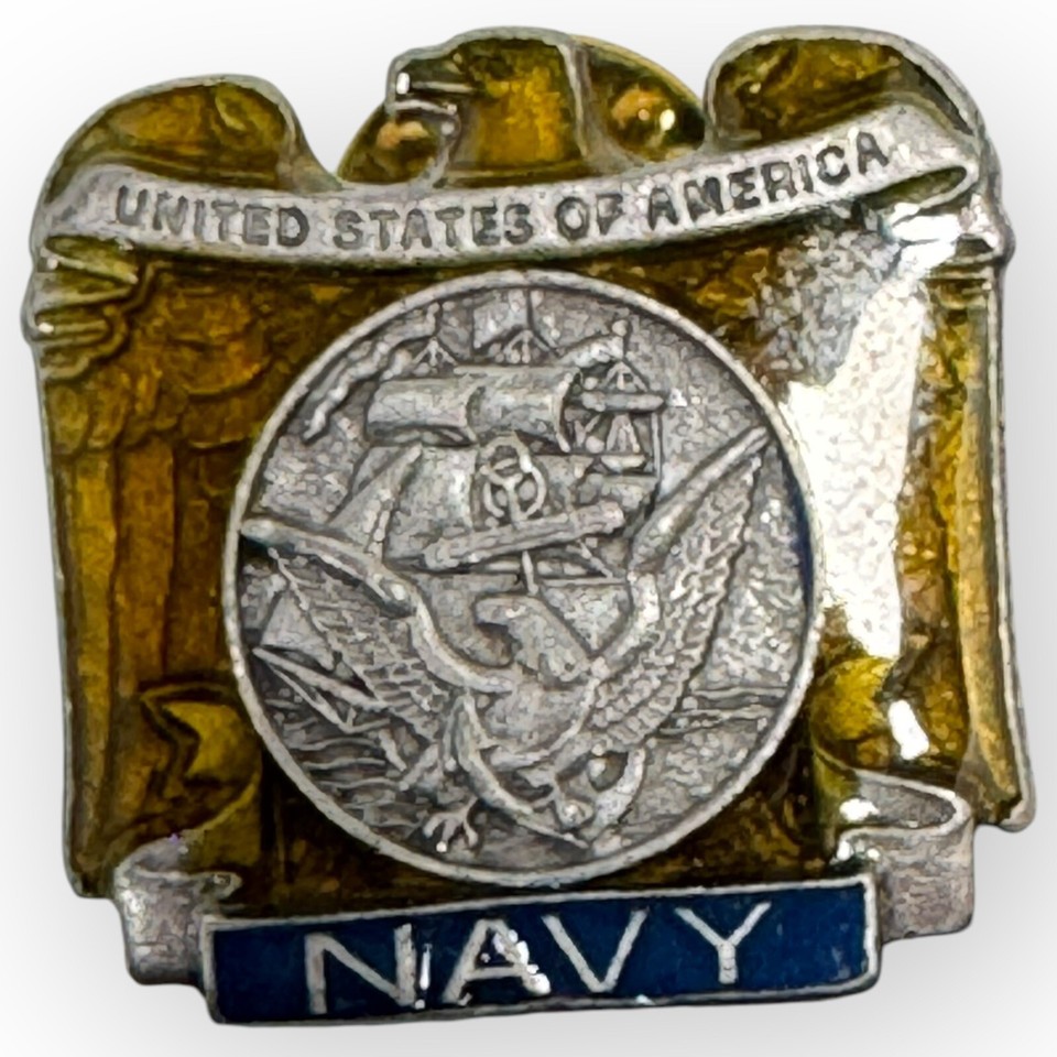 Vintage American Legion Eagle US Navy Enamel Lapel Tie Hat Pin USN ...