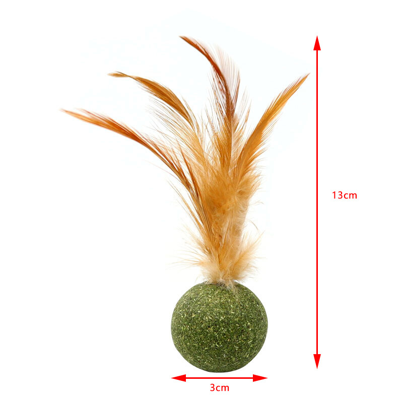 Catnip Ball Feather Balls Toy Treats To Promote Digestion Cat Grass Pet ...