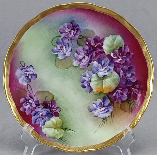 Ginori Italy Firenze Ware Signed Hand Painted Violet & Gold 8 5/8 Inch ...