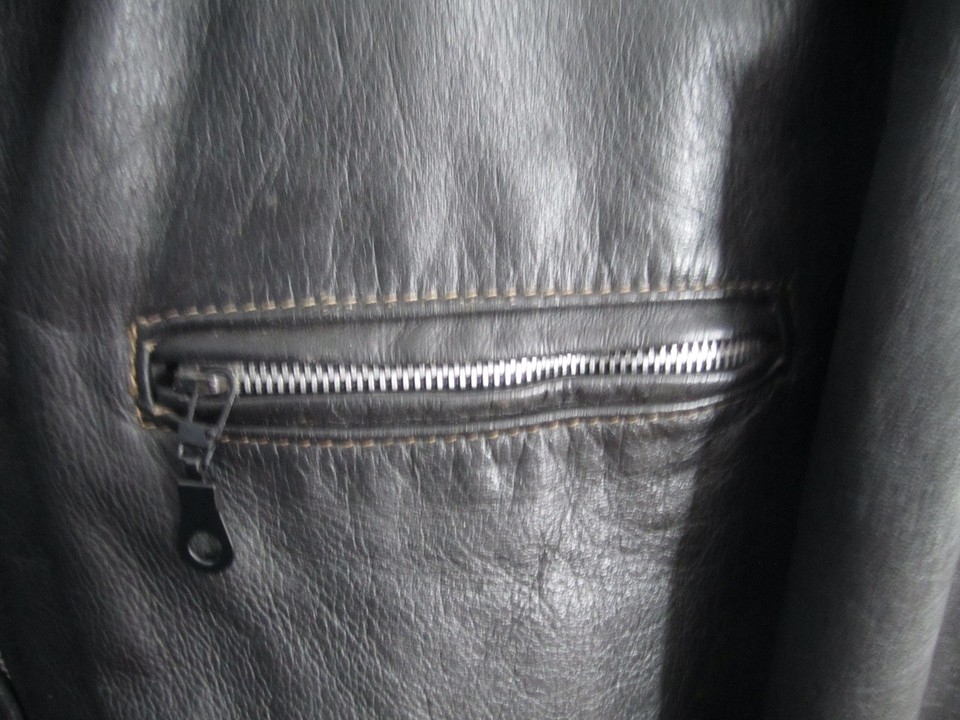 EXCELLED BLACK LEATHER SIZE 44 CAFE MOTORCYCLE JACKET | eBay