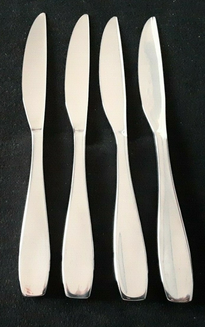 Oneida stainless flatware Calm lot of 4 dinner knives 9 1/2" NM ...