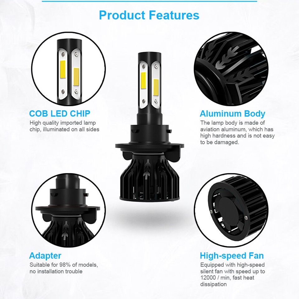 For 2013-2019 Nissan NV200 2x 4Side 9008 / H13 LED Headlight 6000K ...